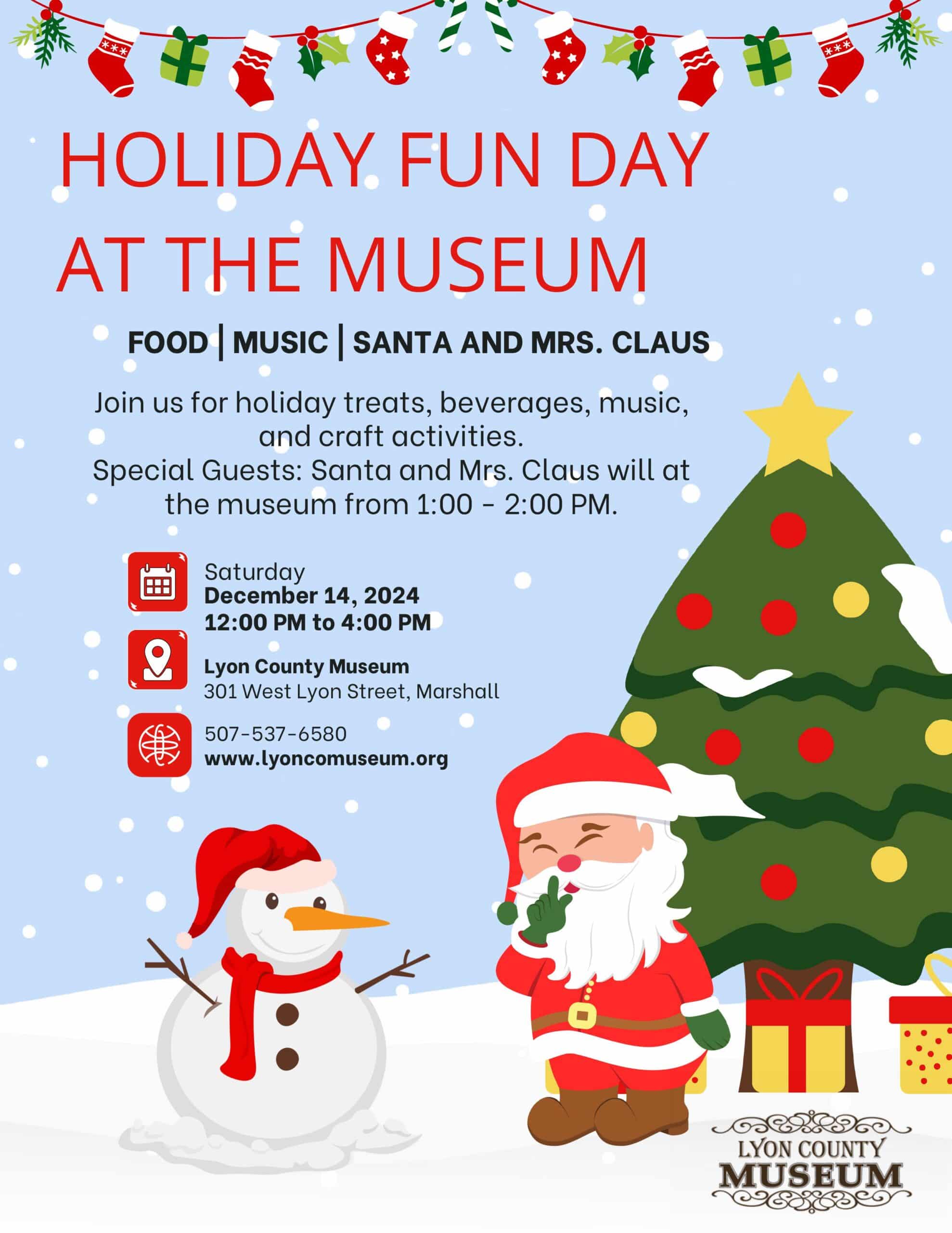Press Release: Holiday Fun Day at the Lyon County Museum, 301 West Lyon ...
